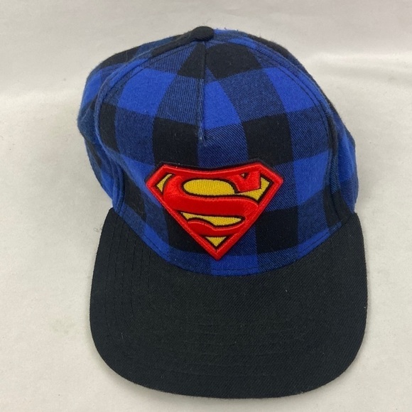 DC Comics | Accessories | Superman Dc Comics Blue Checkered Snapback ...